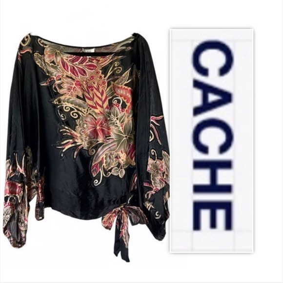 Cache | Tops | Cache Silk Floral Caftan Top | Poshmark